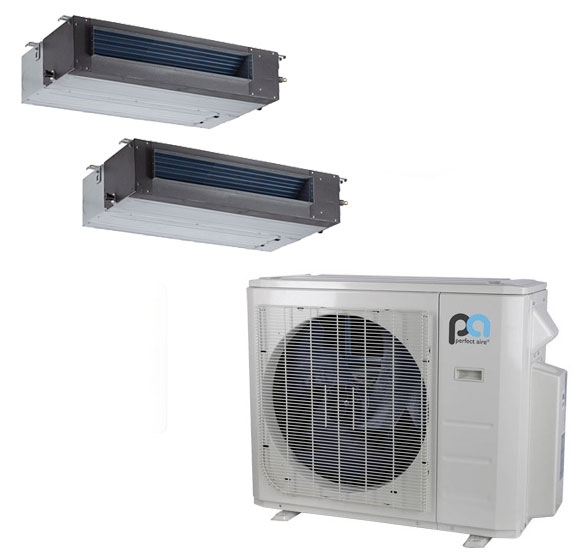 Perfect Aire 27,000 BTU 22 SEER Dual Zone Heat Pump System 9+9 ...