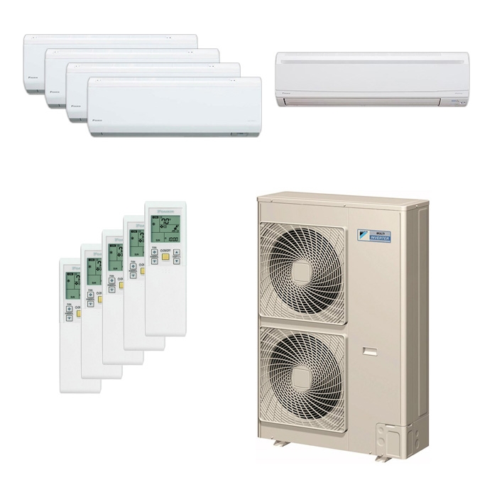 Daikin 48,000 BTU 19 SEER Five Zone Wall Mounted Mini-Split Heat Pump ...