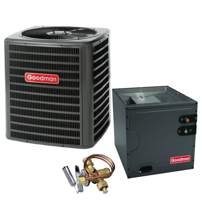 2 Ton 13.4 SEER2 Goodman Air Conditioner with Vertical 14" Cased Coil ...