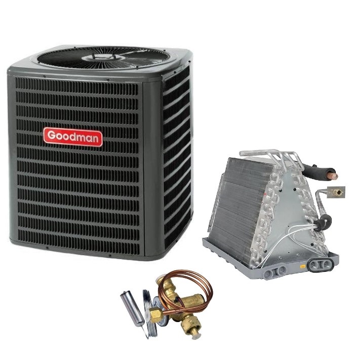 5 Ton 13.8 SEER2 Goodman Air Conditioner with Vertical 24.5" Cased Coil ...